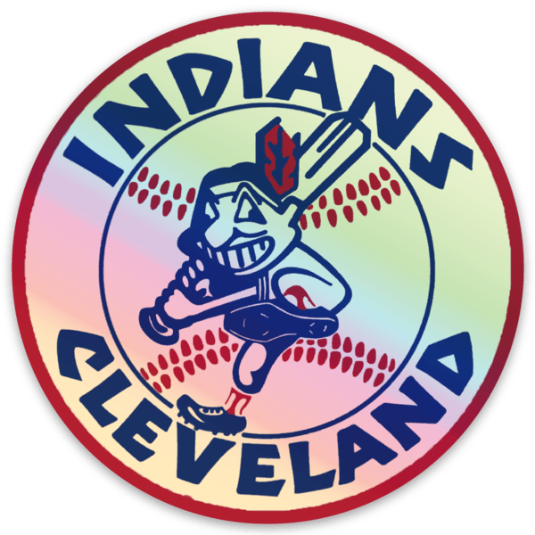 Cleveland Indians Chief Wahoo at Bat Die-cut round Holographic STICKER ...