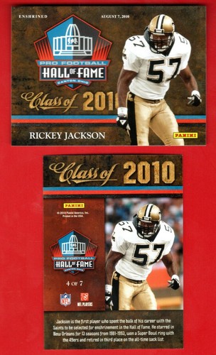 Rickey Jackson New Orleans Saints 2010 HOF Class Canton Panini Hall of ...
