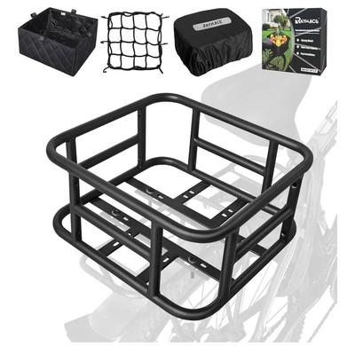 RAYMACE Rear Rack Bike Basket with Cargo Net and Liner Large Bicycle ...