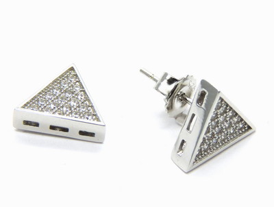 925 Silver Earrings Lobe Triangles with Zircons | eBay