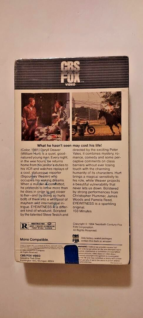 Eyewitness (VHS, 1991) for sale online | eBay