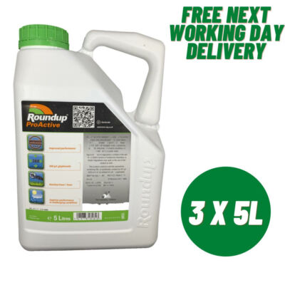3 X5L ROUNDUP PROACTIVE 360 STRONG GLYPHOSATE WEEDKILLER - SAFE TO USE ...