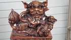 Two Giant Fu Foo Chinese Dog Lion Door Protective Statues 18" x 15" x ...