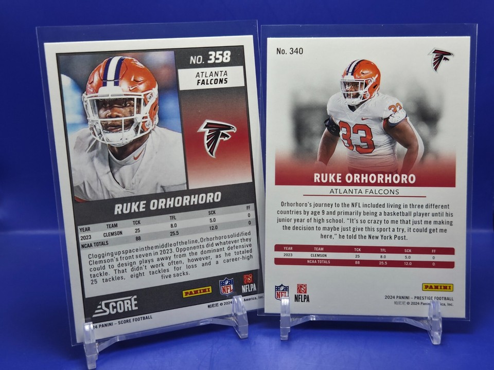 Ruke Orhorhoro 2 Card 2024 Panini Prestige #340 + Score #358 Falcons RC ...