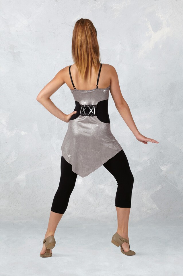 Breakaway Child 6x7 Dance Costume Capri Unitard Black Matte Jersey Foil ...