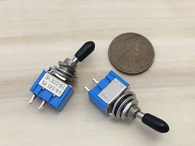 2 pcs Black sleeve cap boot Toggle Switch SPST MTS-101 6mm 1/4 small on ...