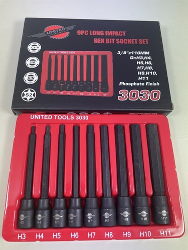 9pc Extra Long Impact Hex Bit Sockets Set 3/8" Drive Impact H3-H11 S2 Steel Hex | eBay UK