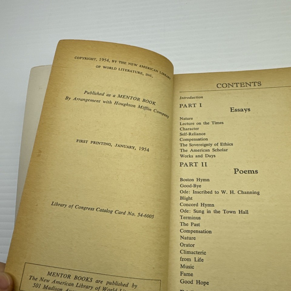 Basic Selections From Emerson Essays Poems Apothegms 1954 PB Ralph ...