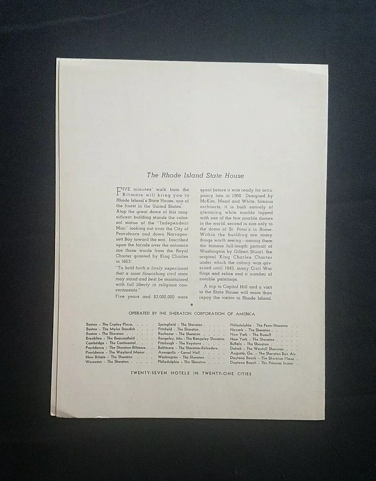 1947 The Town Room Providence Biltmore Vintage Restaurant Menu | eBay