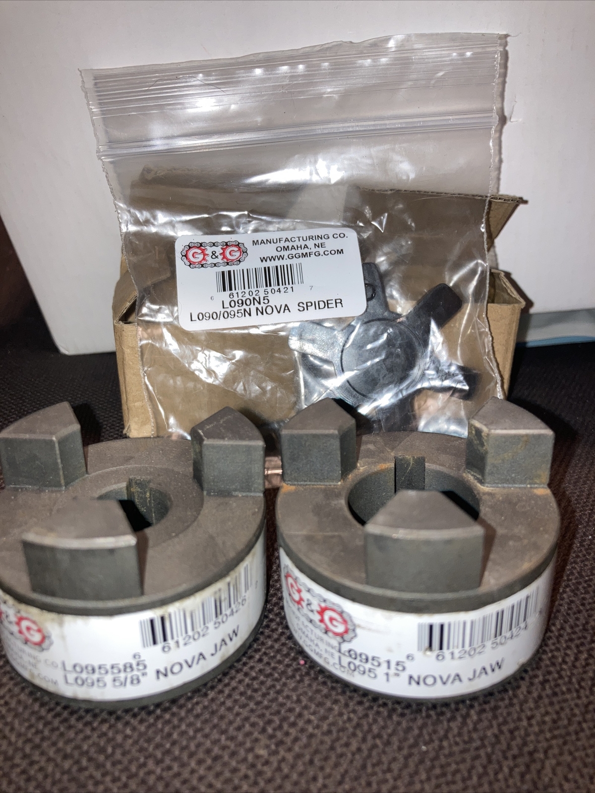 L095 ( 5/8" to 1" ) L-Jaw Coupling Set & Rubber Spider ~ Lo90/lo95 G&G ...