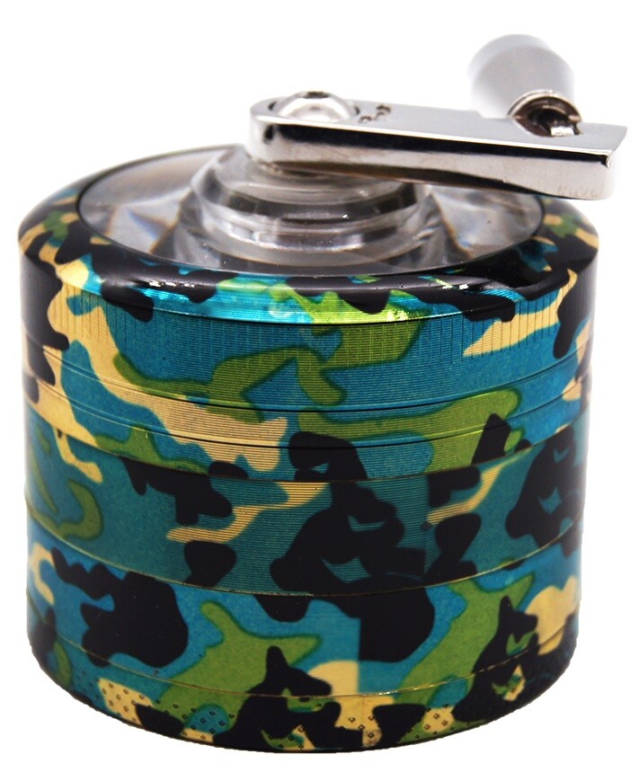 2" Tobacco Herb Spice Grinder W/ Handle Crank Smoke Metal Chromium ...