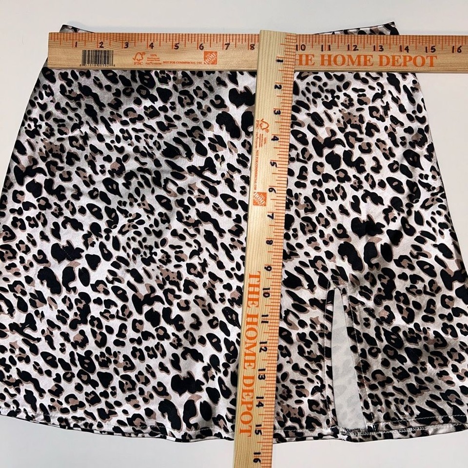 Princess Polly Yates leopard satin mini skirt with thigh slit size 4 | eBay