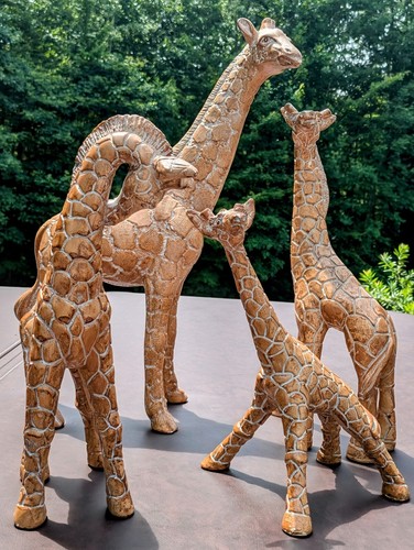 Smaller 12" T One Of 4 Giraffe Ceramic/Stone Artest Signed & Dated 1974 ...