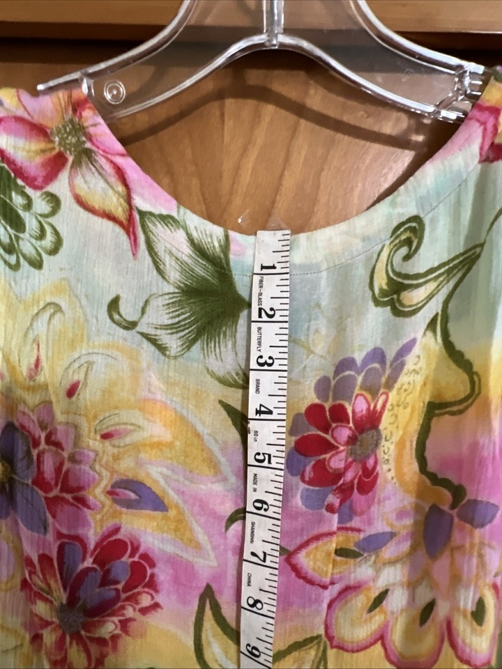 Bila Dress Womens Medium Multicolor Floral Maxi Sleeveless Pleated ...