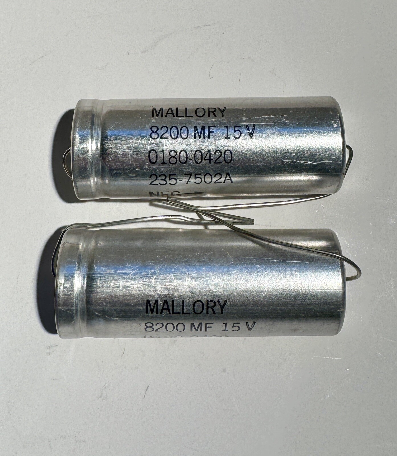 8200uF 15V Axial Capacitors Aluminum MALLORY 25x68mm NOS ***2 PIECES ...
