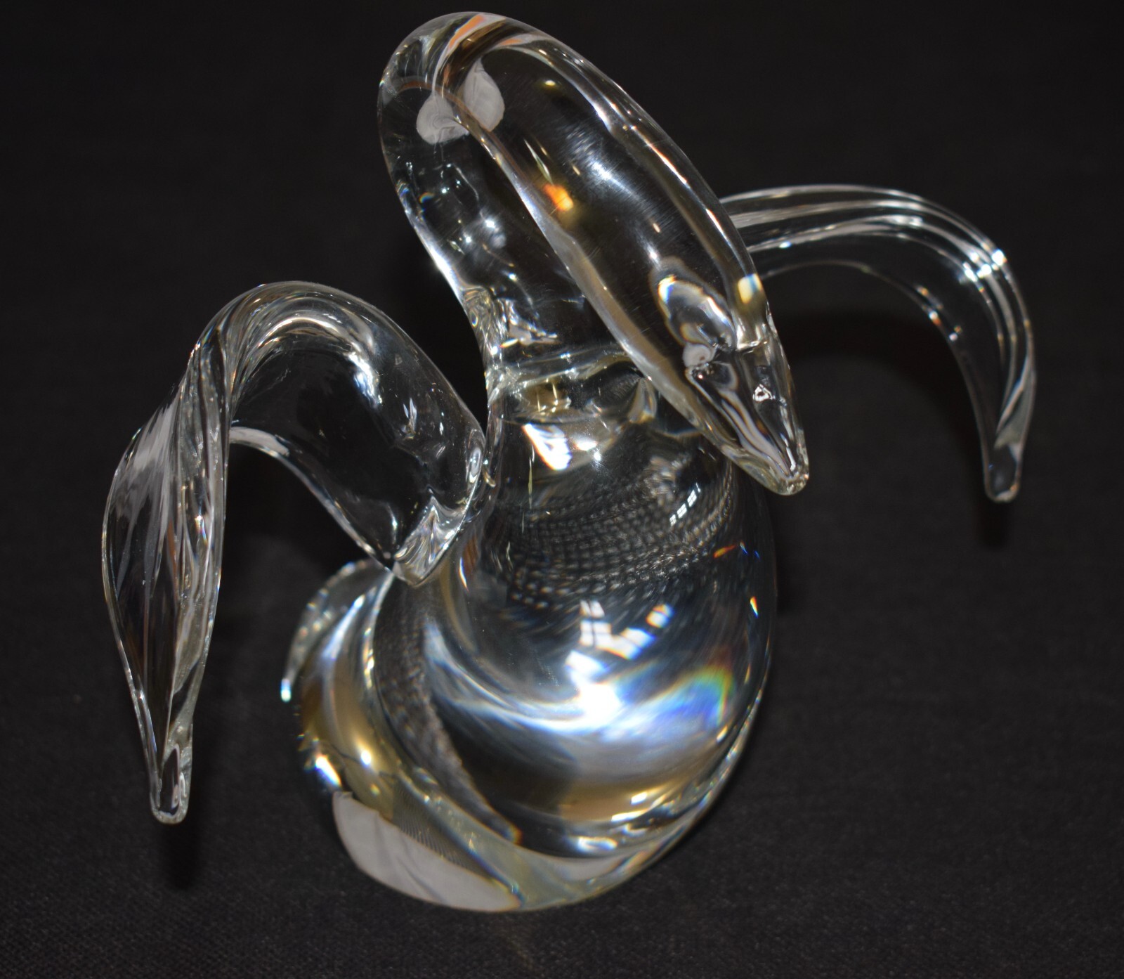 Large Steuben Crystal Glass Swan Figure 7" Tall Wings Spread Rare ~ CCM ...