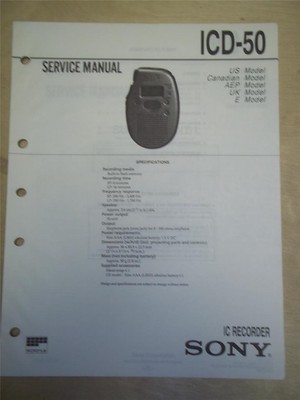 Sony Service Manual~ICD-50 IC Voice Recorder~Original~Repair | eBay