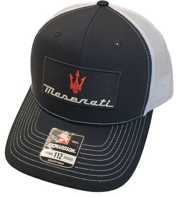 Maserati Patch on Richardson 112 Trucker Hat Snapback Black/White | eBay