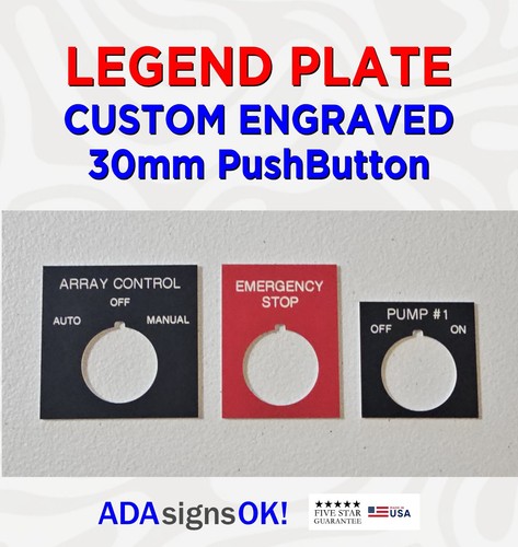30mm Custom Engraved Pushbutton Legend Plate • Multiple Sizes / Colors ...