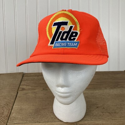 VINTAGE Tide Racing Team Hat NASCAR Orange Mesh Snapback Trucker Cap ...