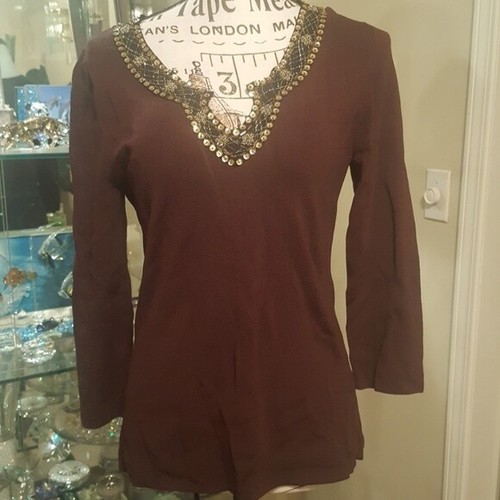 Cable & Gauge Brown Sequin Top | eBay