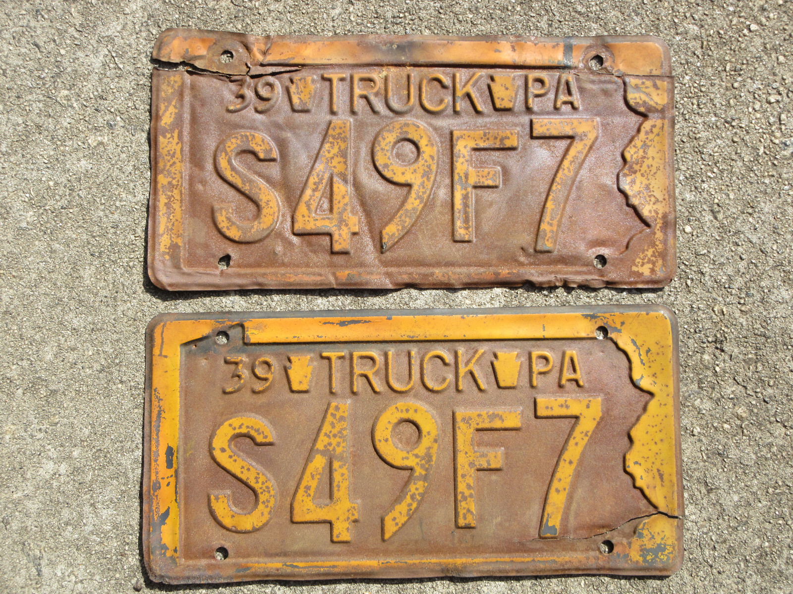 1939 Pennsylvania Truck License Plate Pair S49F7 PA Penna Ford ...