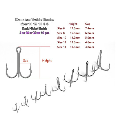 Barbed Treble Hook sizes 14-6 Fishing Sea Trebles Spinning Rigs | eBay UK