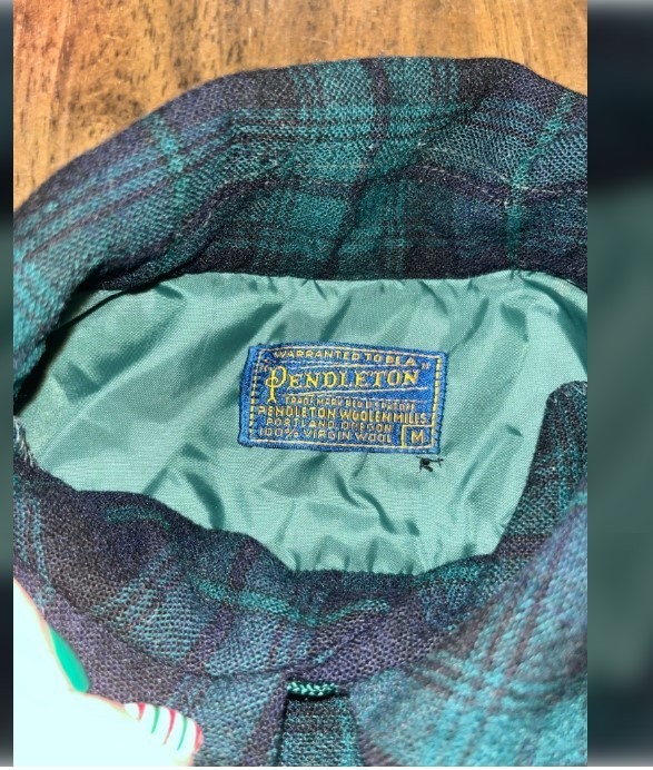 VTG Pendleton Shirt Mens Medium Green Navy Plaid Board Loop 70s 60s ...