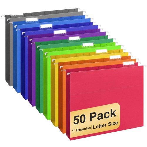 Hanging File Folders, 50 Pack Letter Size Hanging File folders with 1/5 ...