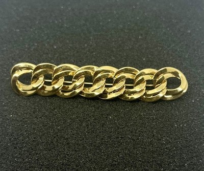 Monet Bar Pin Brooch Gold Tone Double Link Chain Style Vintage 3" | eBay