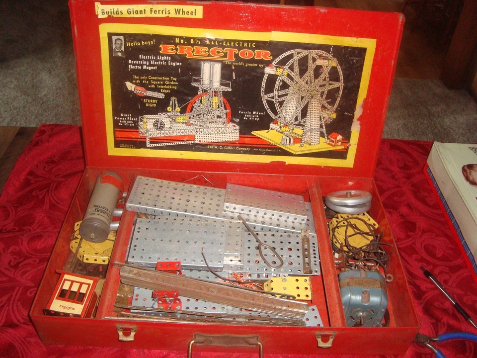 Partial Gilbert ERECTOR Set Marked BUILDS GIANT FERRIS WHEEL Set FOR ...