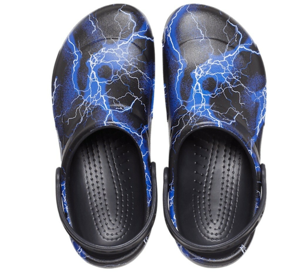 Crocs Bistro Work Clog Slip Resistant, Black/Lightning Bolts, Choose SZ ...