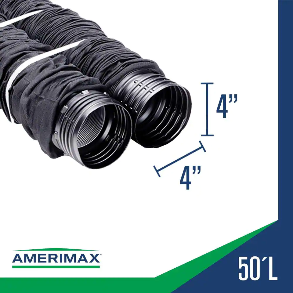 4 In. X 50 Ft. Copolymer Perforated Drain Pipe with Sock French Drain ...