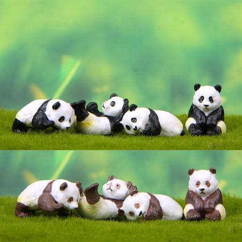 4pcs Figures Panda Models Ornament Cartoon Figurines Models | eBay ...
