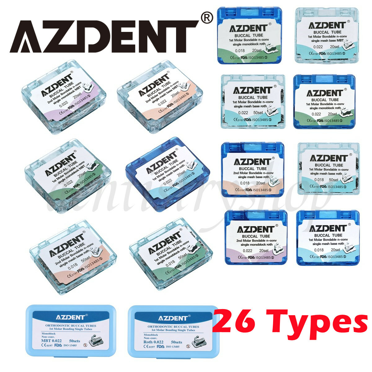 AZDENT Dental Orthodontic Buccal Tubes 1st 2nd Molar Tube Roth MBT 022 ...