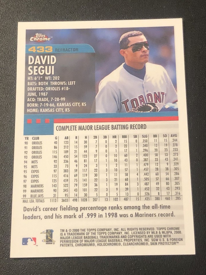 2000 Topps Chrome Refractor David Segui #433 | eBay