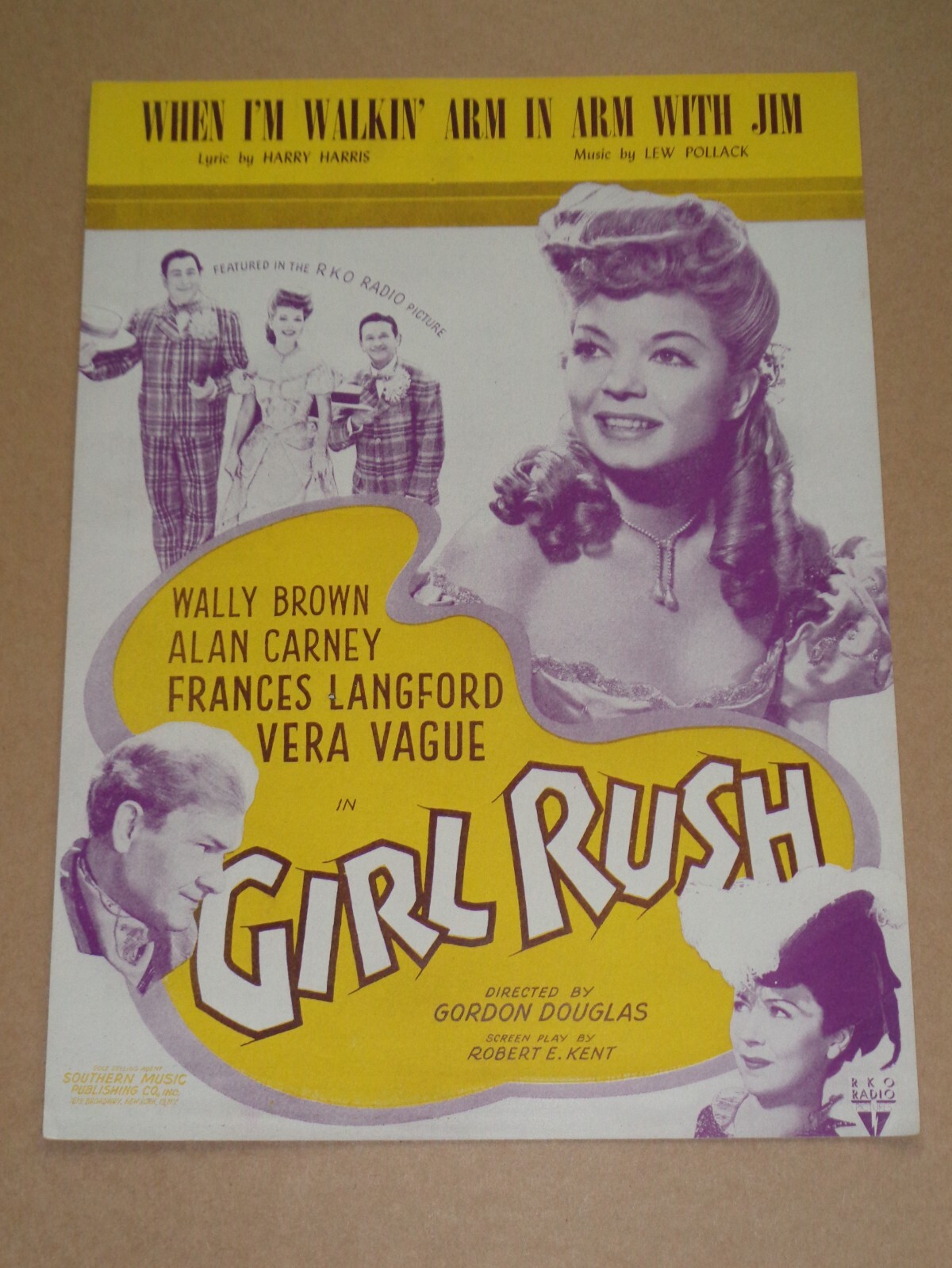 Frances Langford/Vera Vague - Girl Rush 1944 US film sheet music | eBay