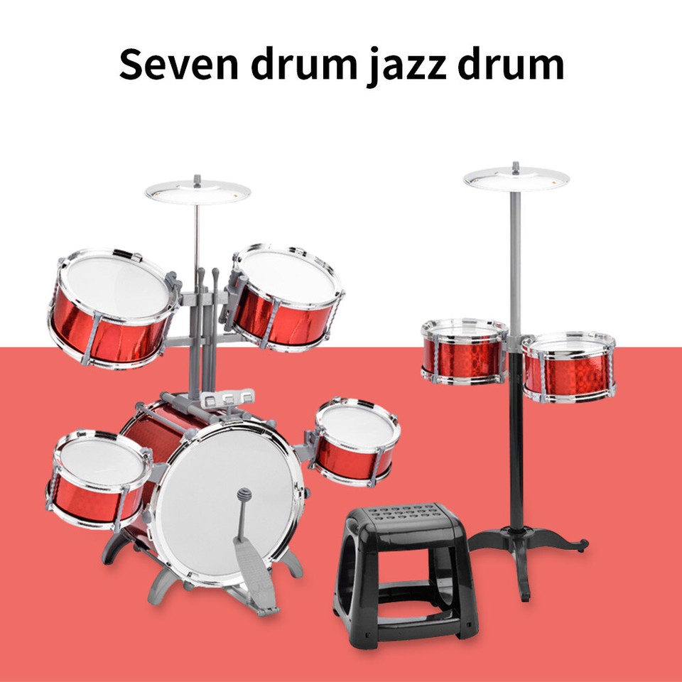 Kids Drum Set 7-Piece Beginner Jazz Drum Kit Starter Percussion Set ...