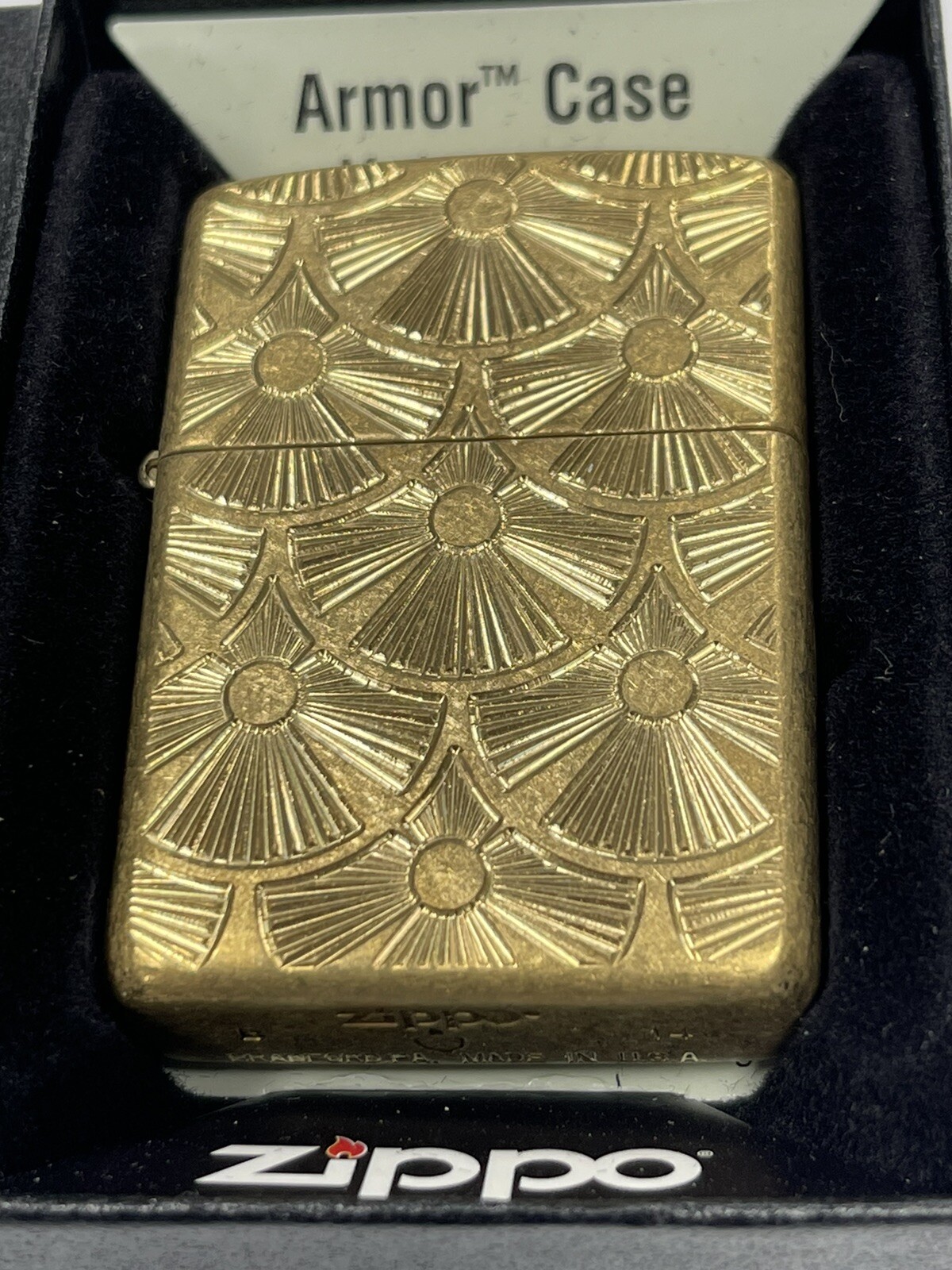 ZIPPO 2014 FANNED DISC BRASS ARMOR LIGHTER SEALED IN BOX W84 | eBay