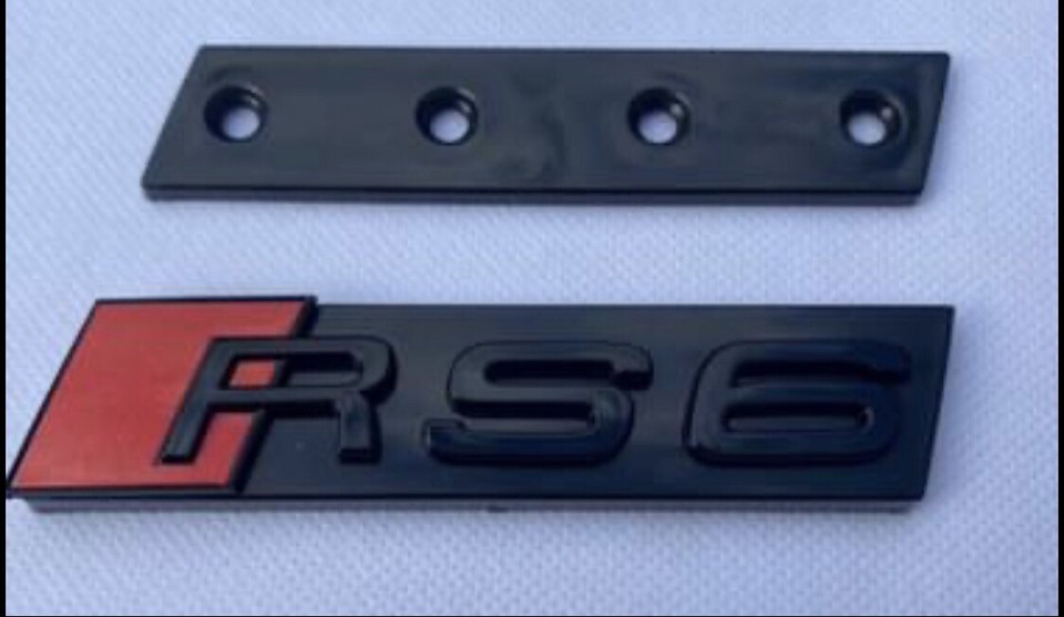 Audi RS6 Gloss Black Front Grill Badge For Honeycomb Grills 107mm X ...