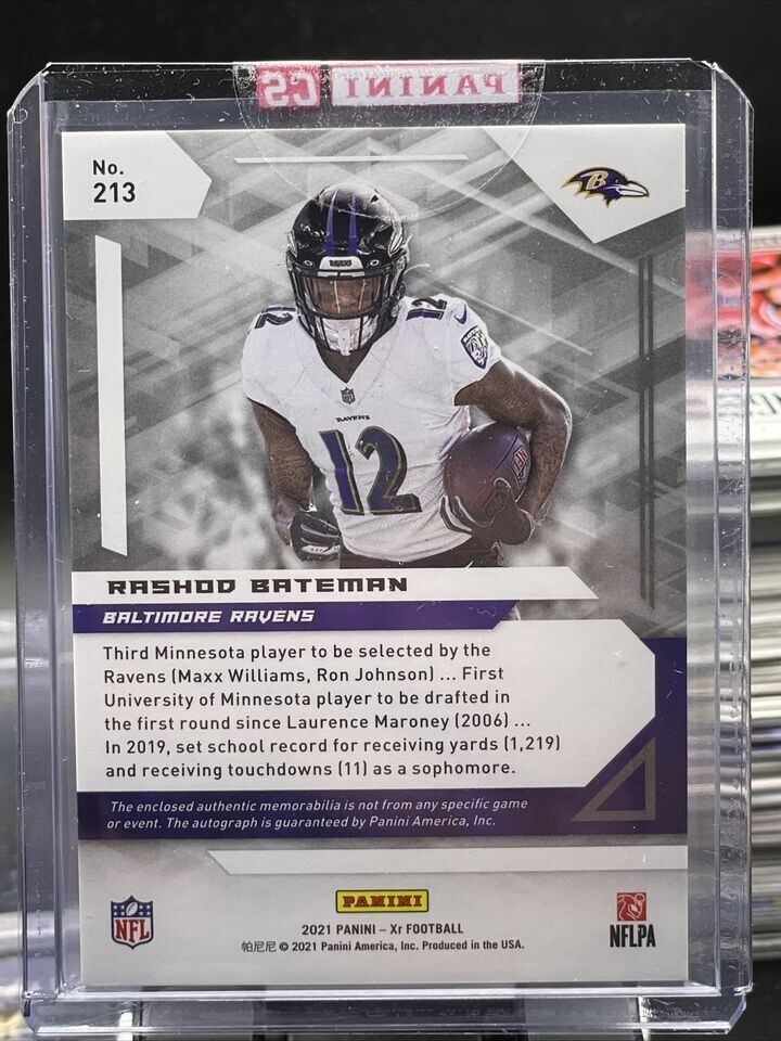 2021 Panini XR #213 Rashod Bateman Jersey Autographs 071/149 Baltimore ...