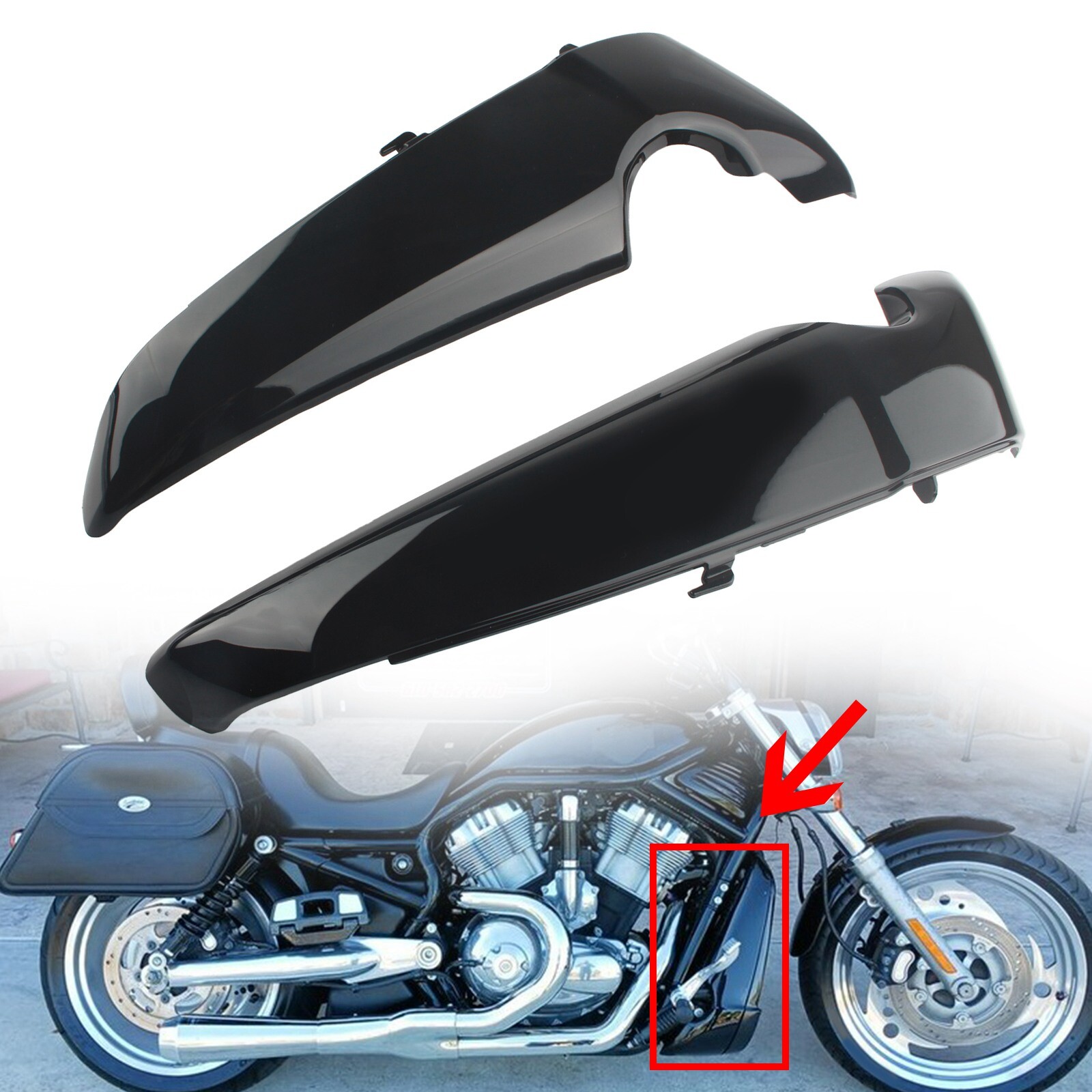 Gloss Black L&R Radiator Side Covers Shrouds For Harley V Rod VROD VRSC 2001-UP | eBay