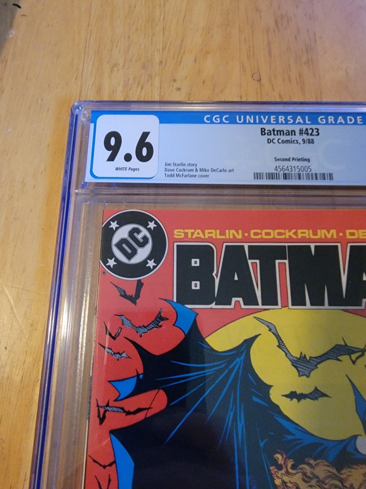 BATMAN #423 1988 CGC 9.6 WHITE PAGES DC COMICS MCFARLANE ICONIC COVER ...