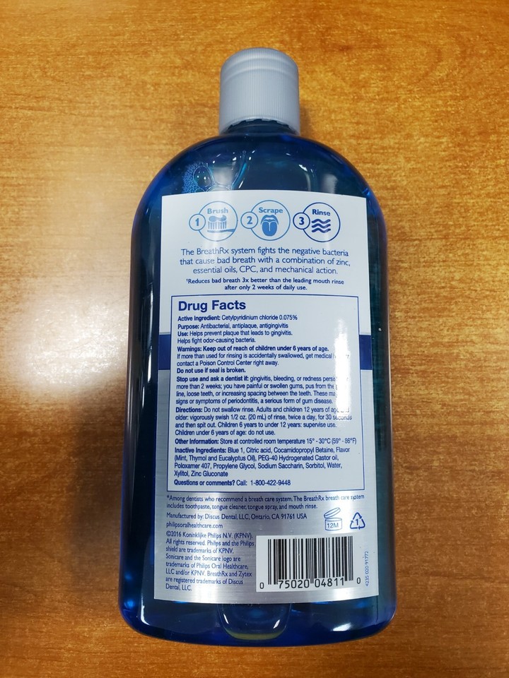 Philips Sonicare Breathrx Antibacterial Mouth Rinse 16 oz. Exp. 7/30/25 ...