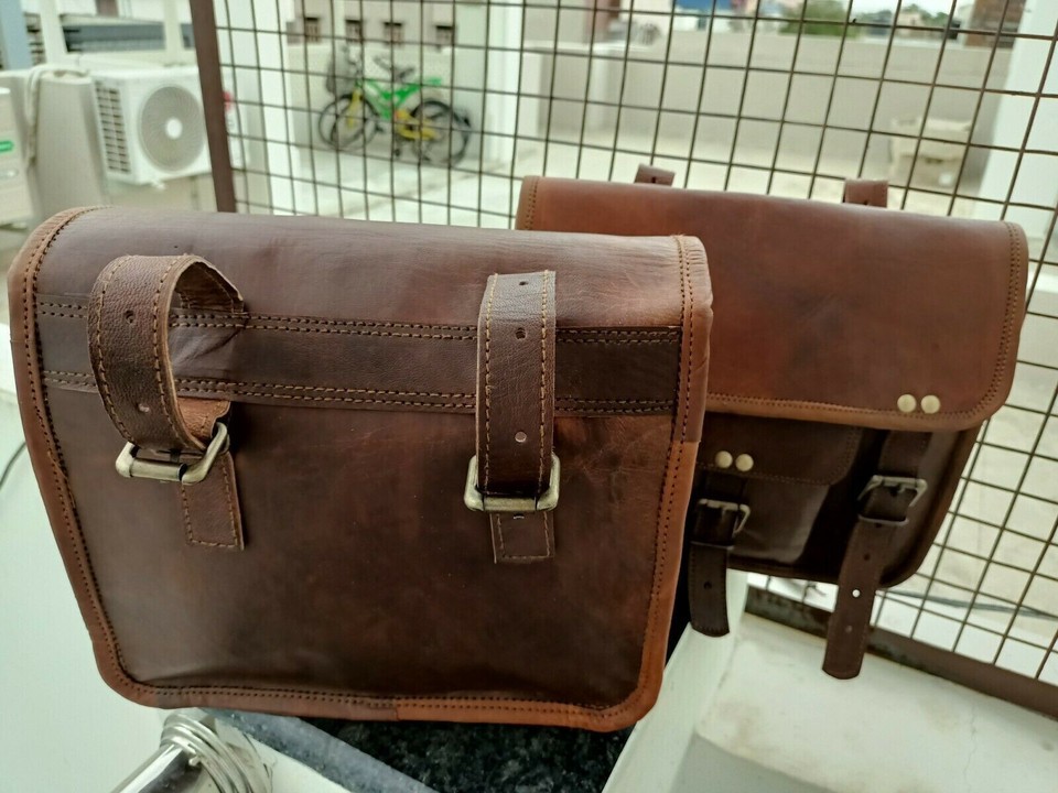 Goat Leather Motorcycle Bag Genuine Satchel Bags Complete Set Combo ...
