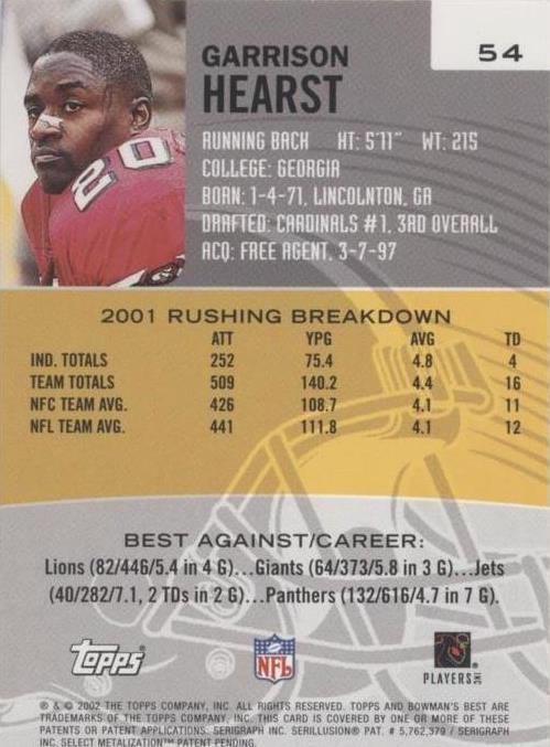 2002 Bowman's Best Garrison Hearst #54 | eBay