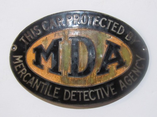 RARE Mercantile Detective Agency Enamel on Brass Radiator Emblem Badge ...
