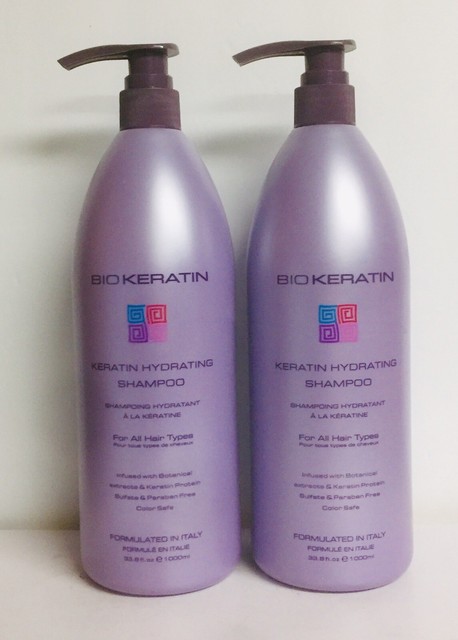 2 X Bio Keratin Hydrating Shampoo for All Hair Types 33.8 FL Oz Each ...