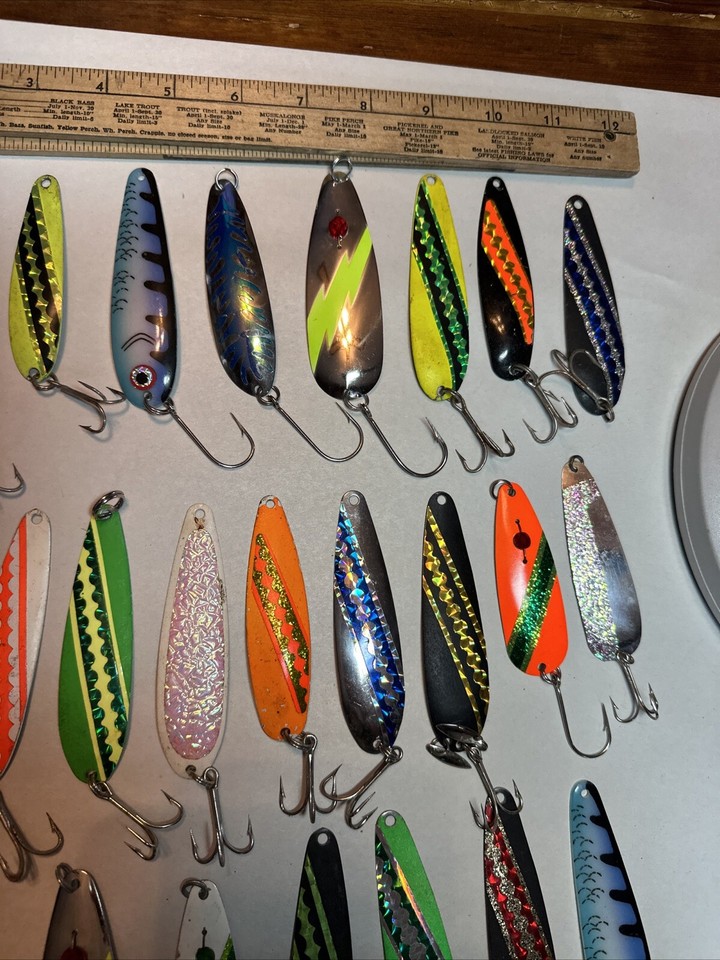 Lot Of Great Lakes Trout Salmon Flutter Trolling Spoons - Evil Eye ...