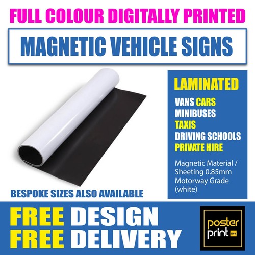 2X Magnetic Signs Personalised Motorway Grade Full Colour Print Van Car ...